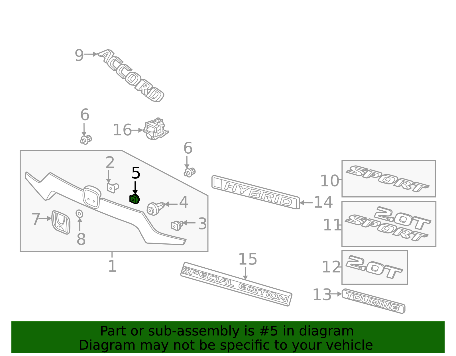 90308-SZW-003 - 2012-2025 Honda - Nut Garnish (5MM) | Genuine Honda Parts