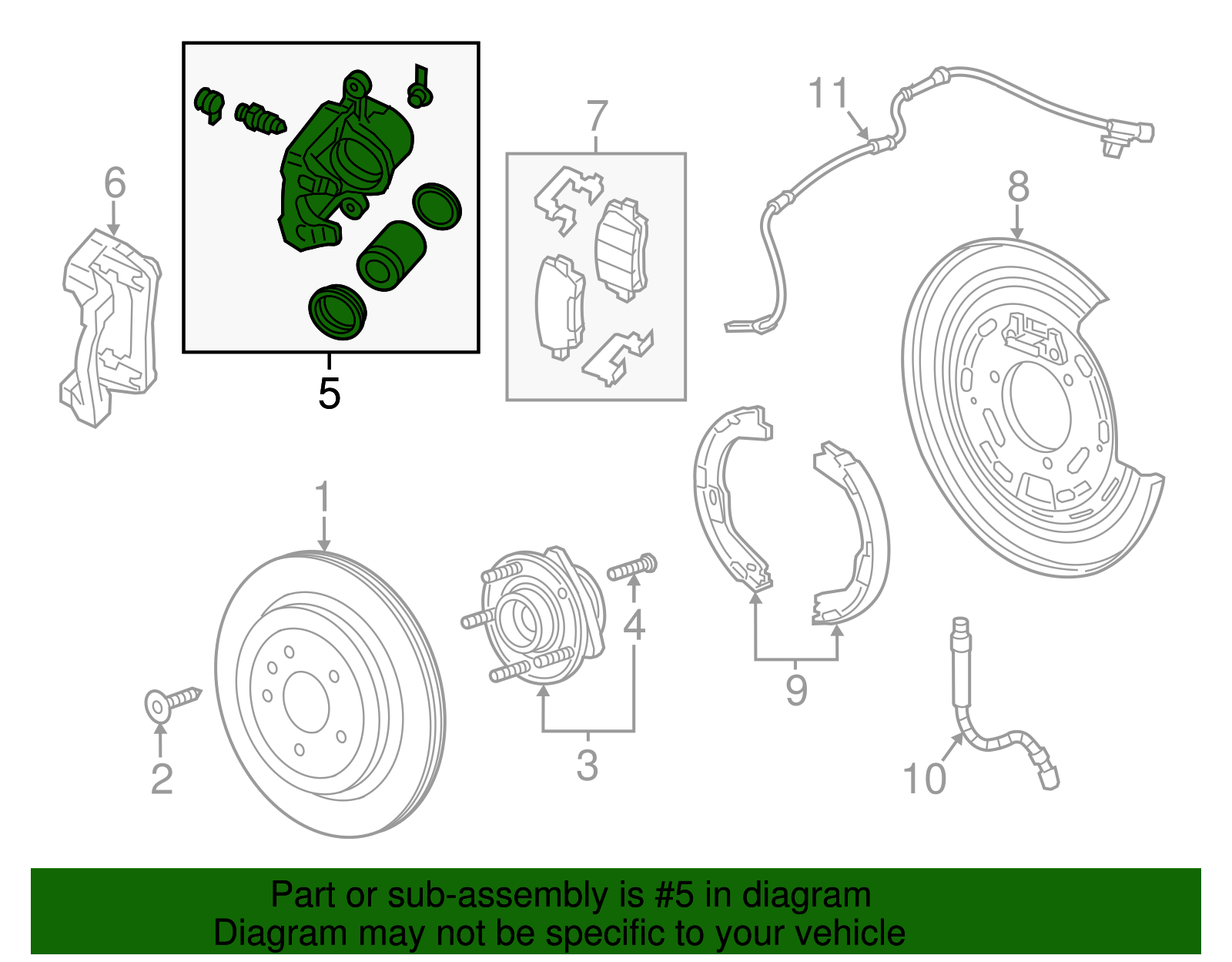 2013-2019 Cadillac Rear Driver Side Disc Brake Caliper Assembly ...
