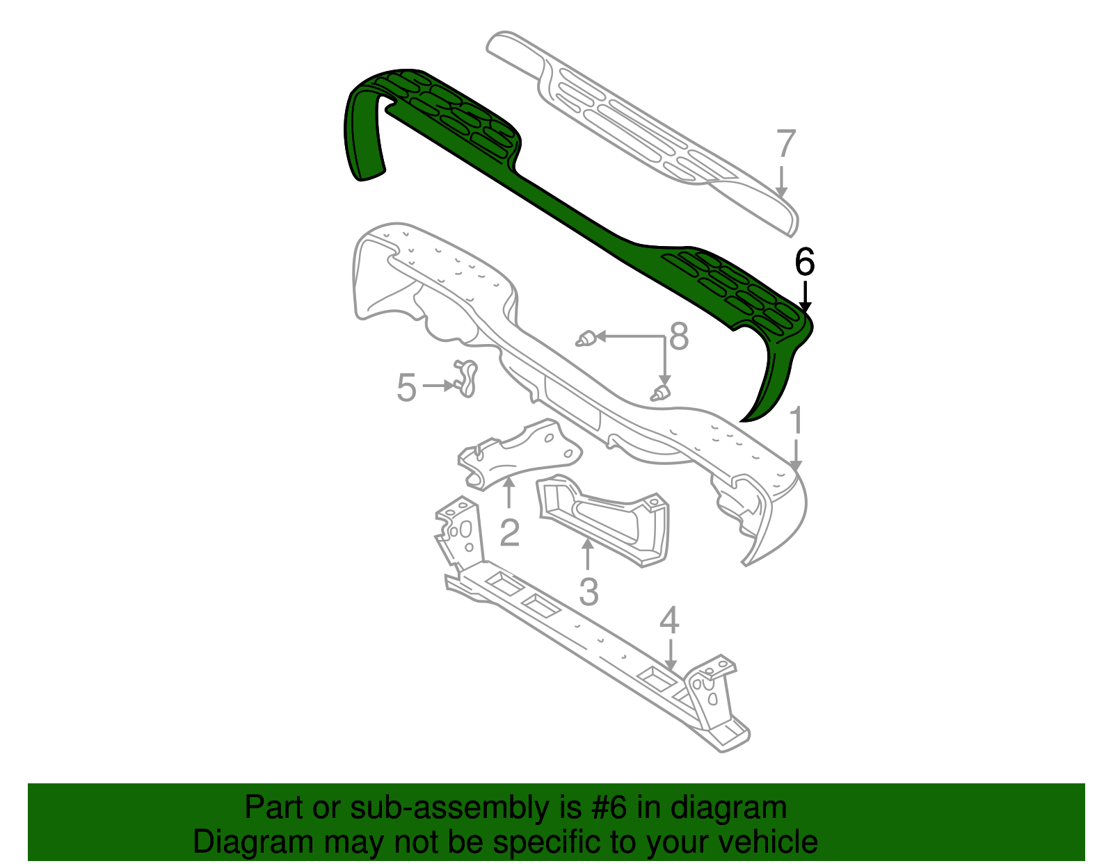 2001-2006 GM Passenger Side Rear Bumper Step Pad 15766096 GM ...