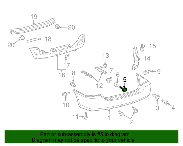 2000-2007 Toyota Bumper Cover Bolt 52791-33010 | Toyota Parts Center