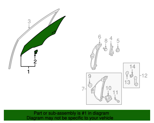82420-H8151 - Door Glass 2018-2019 Kia Rio | Genuine Kia Parts