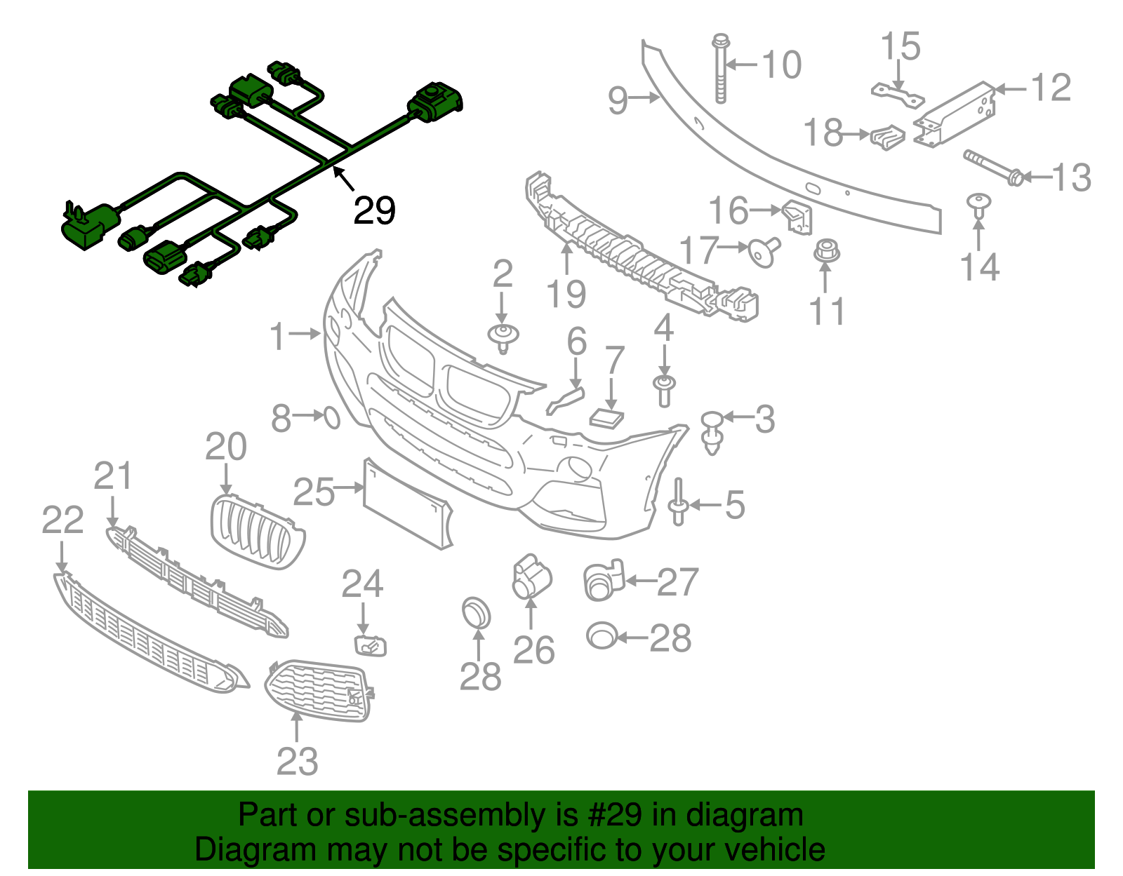 61129335481 - 2015-2017 BMW X3 Harness (61-12-9-335-481) | Parts ...
