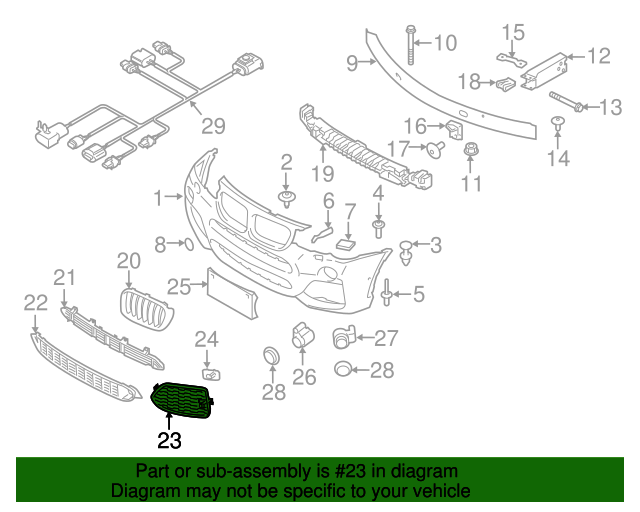 51-11-7-338-514 - Bumper Cover Spacer Panel 2015-2017 BMW X3 ...