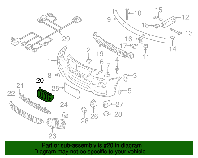 51137367422 - 2015-2018 BMW Upper Grille (51-13-7-367-422) | BMW of ...
