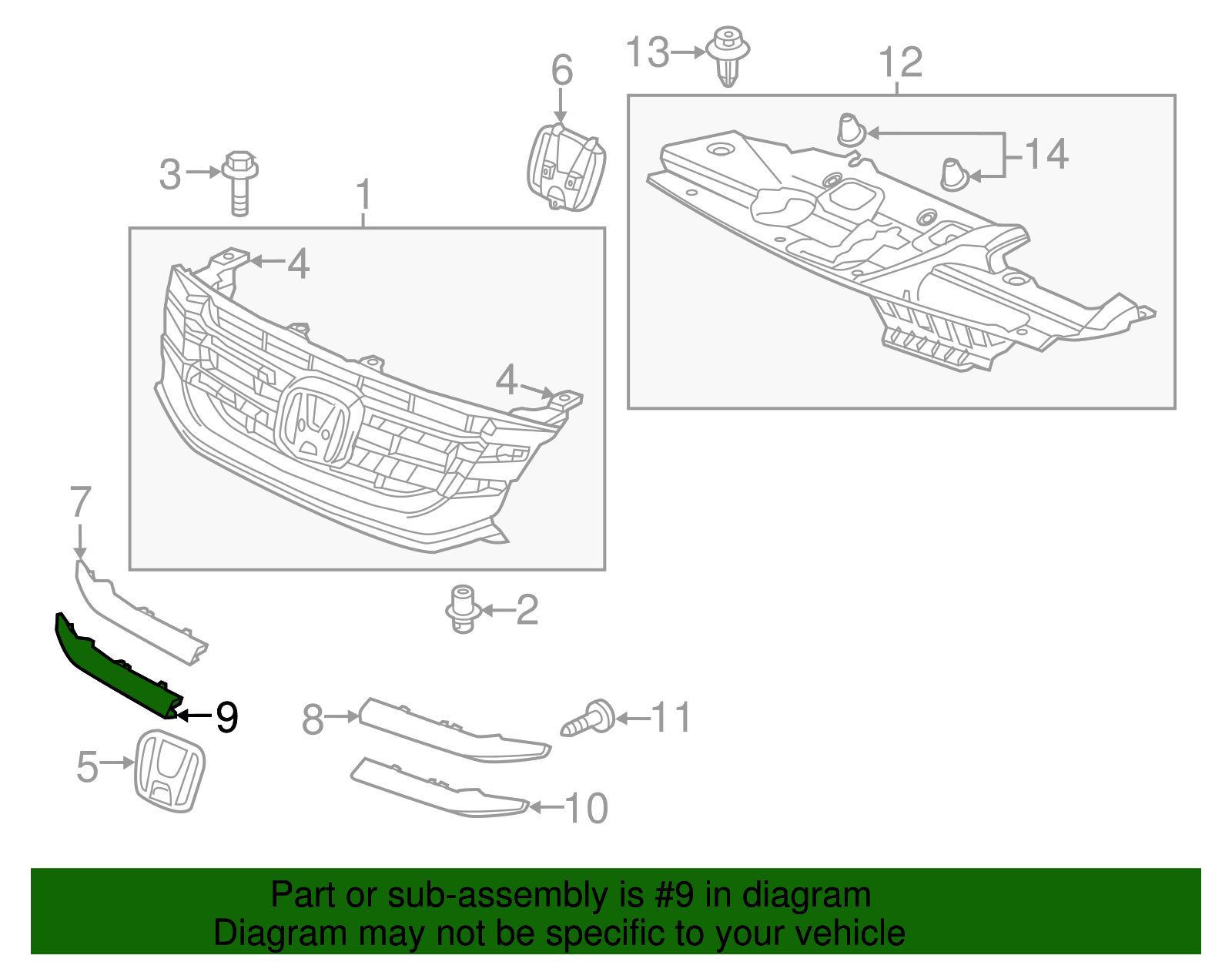 75113-TK8-A11 - Lower Molding 2014-2017 Honda Odyssey | Honda Parts Online