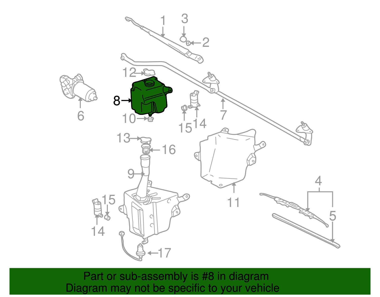 1995-2004 Toyota Tacoma Washer Fluid Reservoir 8531504050 | Toyota ...