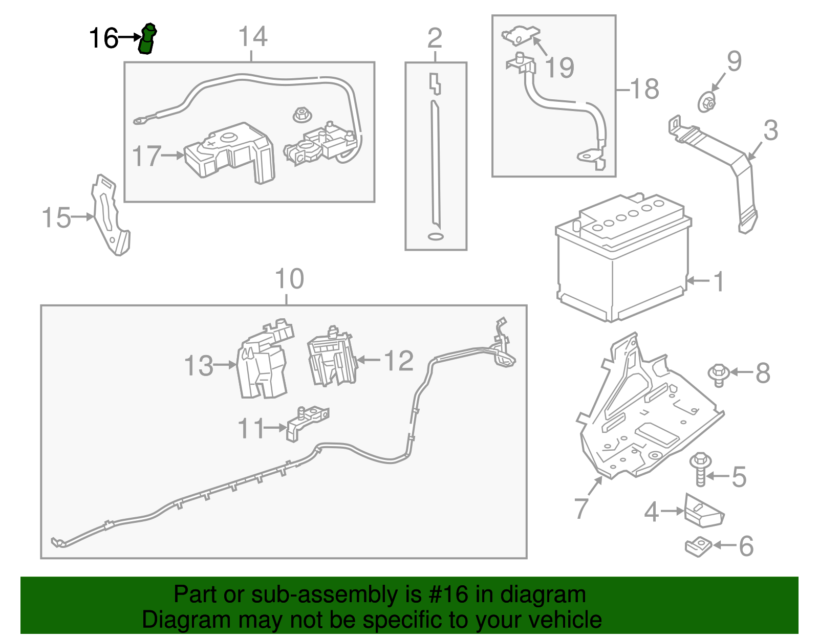 92292186 - Battery Positive Cable Junction Block Stud 2014-2017 ...