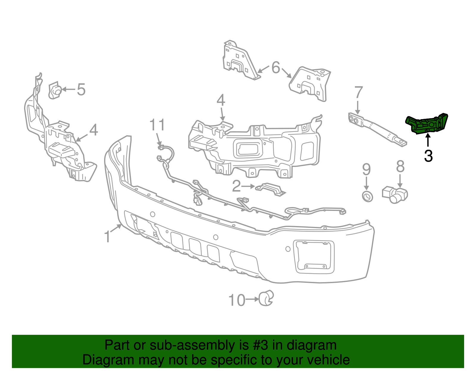 23140545 - Passenger Side Front Bumper Fascia Side Bracket 2014-2015 ...