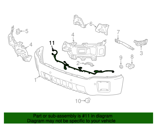 2014-2015 GMC Sierra 1500 Front Object Alarm Sensor Wiring Harness ...
