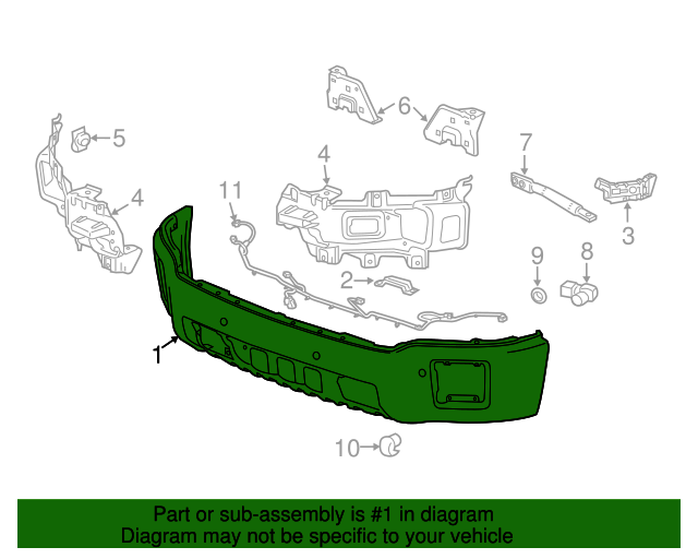 2014-2015 GM Front Bumper Impact Bar 22944859 GM | GMPartsDirect.com