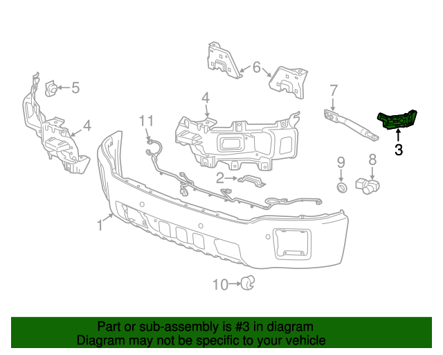 2014-2015 GM Passenger Side Front Bumper Fascia Side Bracket 23201882 ...