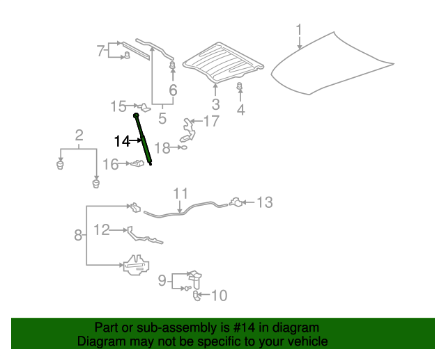 53440-50072 - Support Cylinder 2007-2012 Lexus | Lexus Parts Outlet
