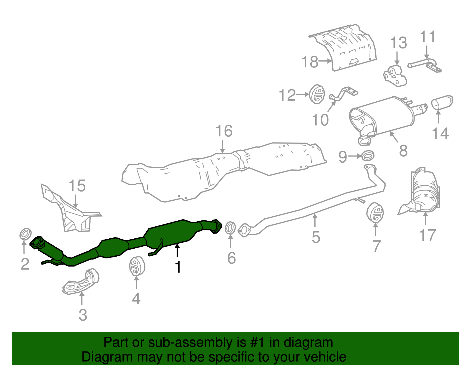 2018-2019 Toyota Camry Catalytic Converter 17410-25130 | Toyota Parts ...