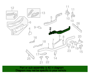 2004-2013 GM Driver Side Underbody Front Side Rail 19209666 ...