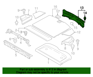 2010-2015 Mitsubishi Lancer Rear Panel Trim 7240A033 | Auto Parts
