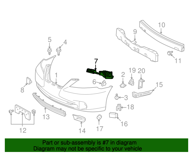 52115-33100 - Bumper Cover Support Rail 2010-2012 Lexus ES350 ...