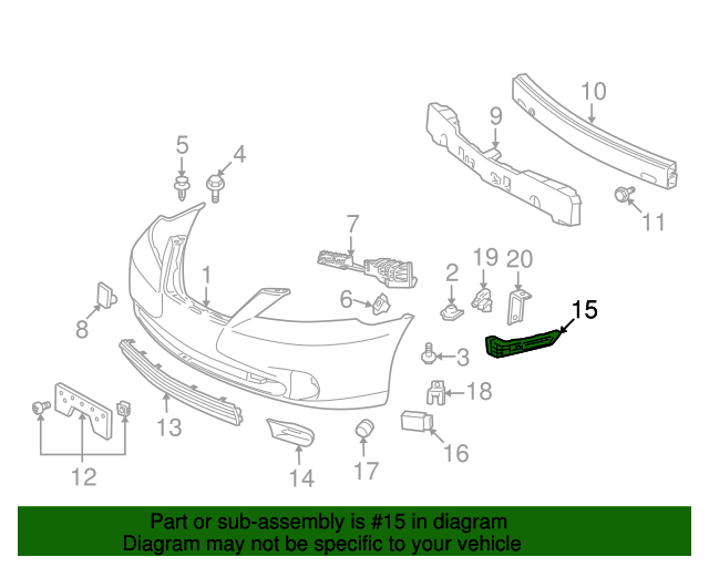 2007-2012 Lexus ES350 Bumper Cover Stay 52146-33050 | AutoNationParts.com
