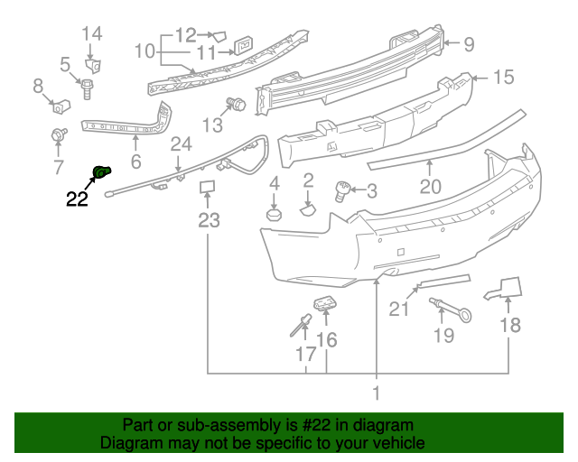 20914917 - Parking Assist Alarm Sensor 2008-2015 Cadillac CTS | GM ...
