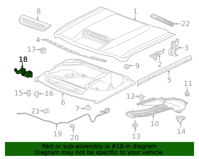 2015-2019 GM Hood Primary and Secondary Latch 85574822 | OEM Parts Online