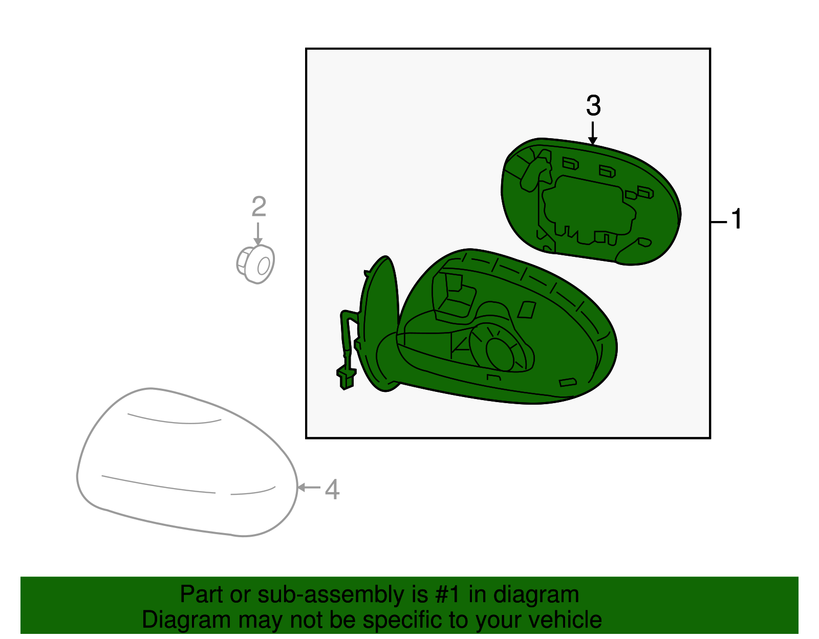 2009-2014 Nissan Cube Mirror Assembly 96302-1FC0C | Bill Kay Nissan Parts