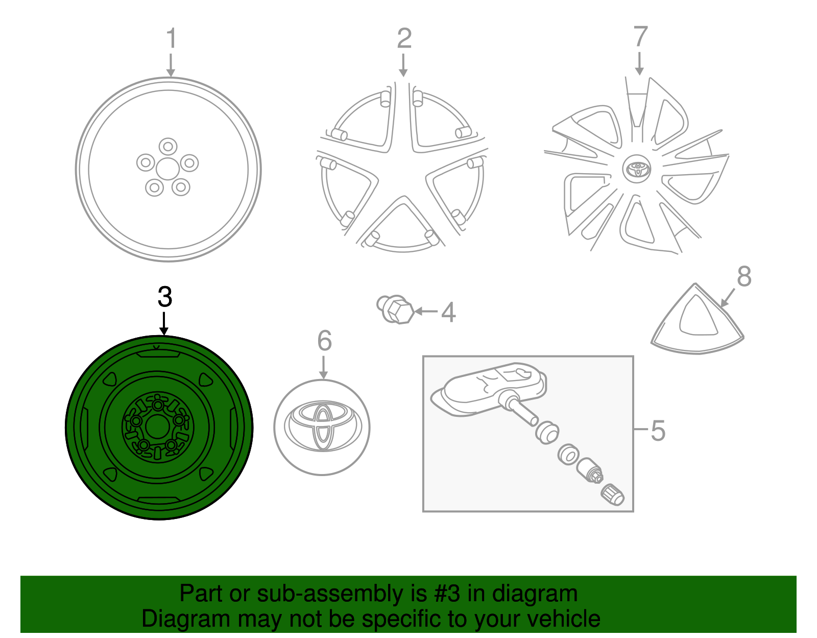 2016-2025 Toyota Spare Tire 42611-47631 | OEM Parts Online