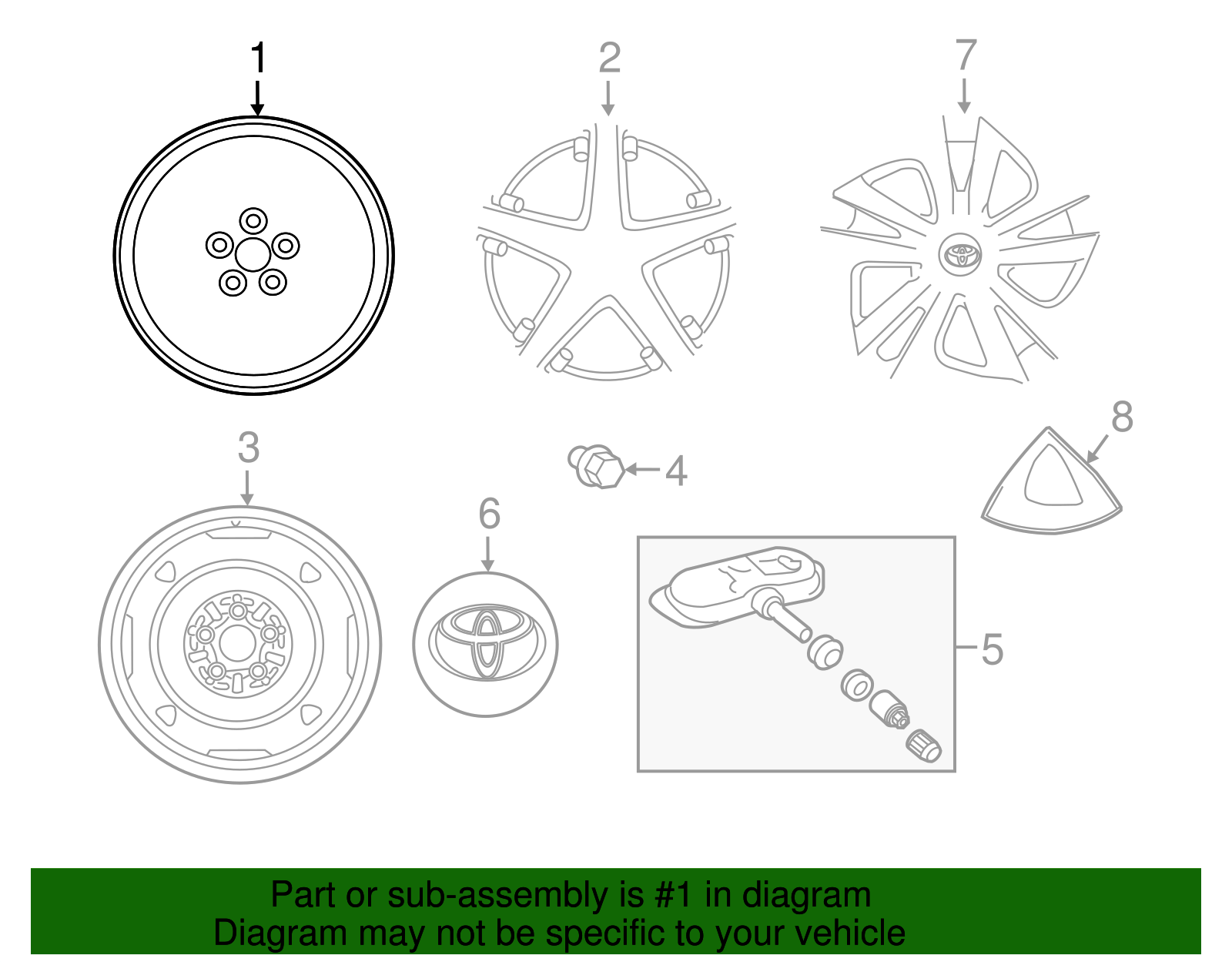 2016-2022 Toyota Wheel Alloy 15 Inch 42611-47450 | Toyota Parts Center