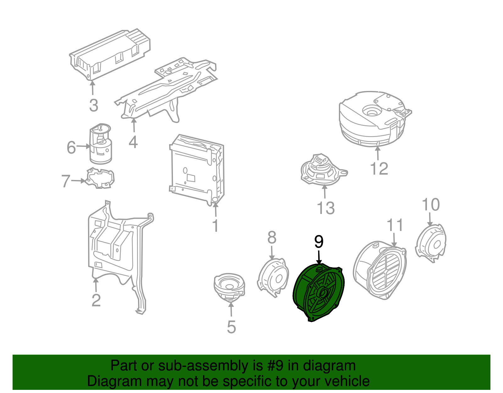 2010-2015 Audi Q7 Front Dr Speaker 4L0-035-415-E | TascaParts.com