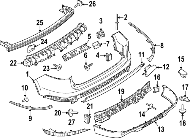 Genuine OEM Ford Part - Bumper Assembly Rear LC5Z-17K835-AA | Genuine ...