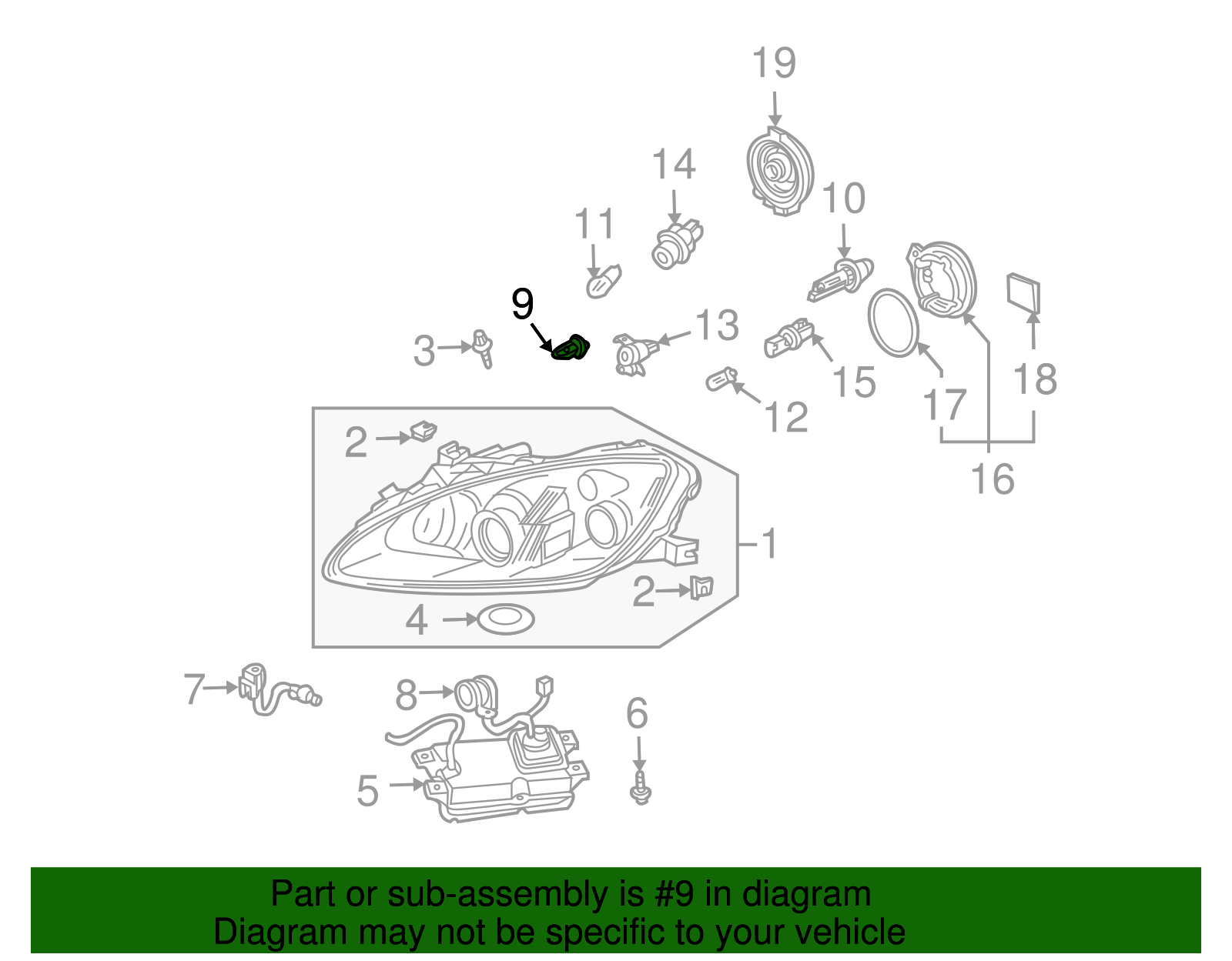 OEM 1997-2009 Honda Headlamp Bulb 34901-SZ3-000 | Honda Automotive Parts