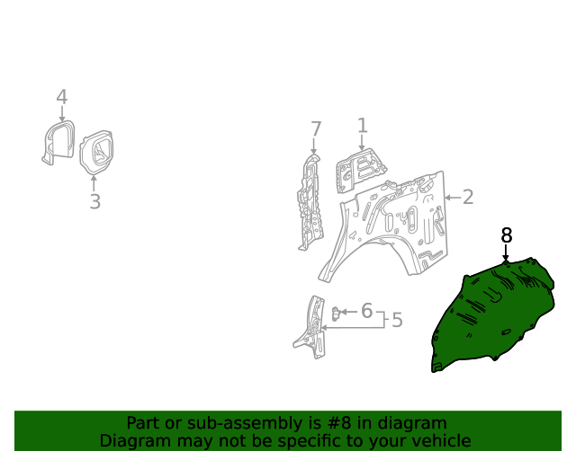 2021-2024 GM Rear Passenger Side Wheelhouse Inner Panel 84847720 GM ...