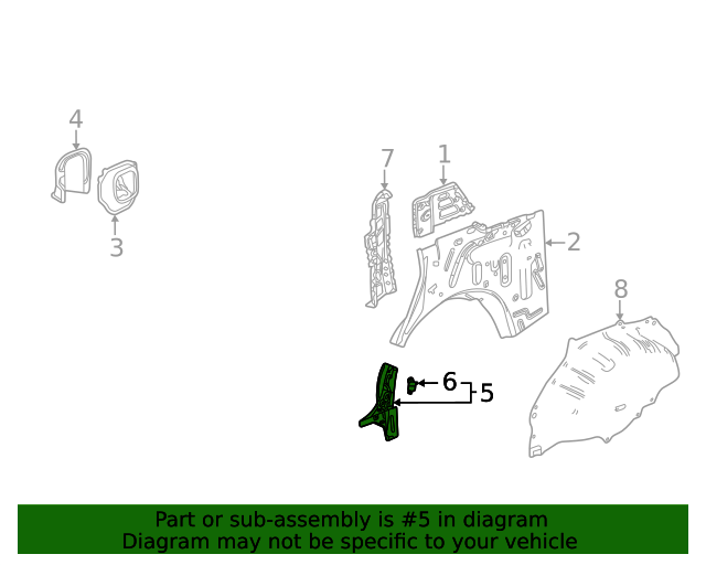 2021-2023 GM Driver Side Body Lock Pillar Reinforcement 84908464 GM ...