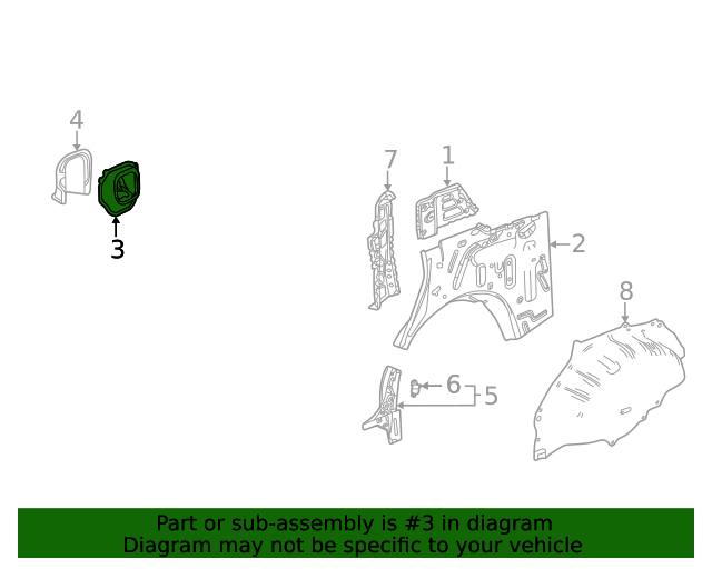 2021-2024 GM Driver Side Body Side Inner Panel Filler 84838554 GM ...