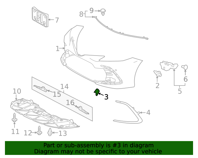 52421-06010 - Bumper Cover Pad - 2021 Toyota Camry | OEM Genuine Toyota ...