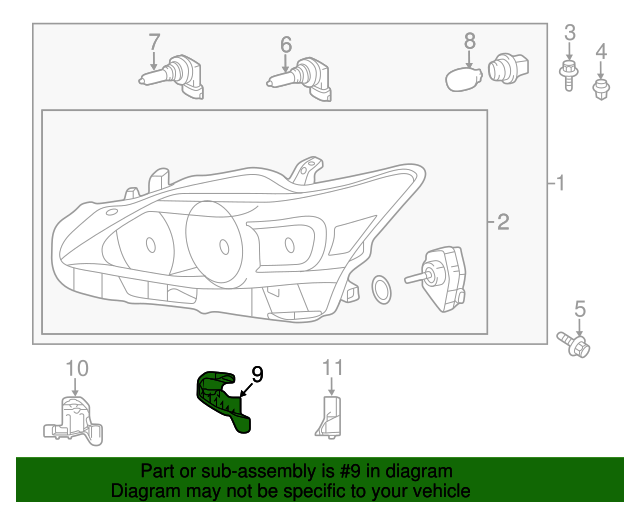 81194-76020 - Headlight Bracket 2011-2017 Lexus CT200h ...