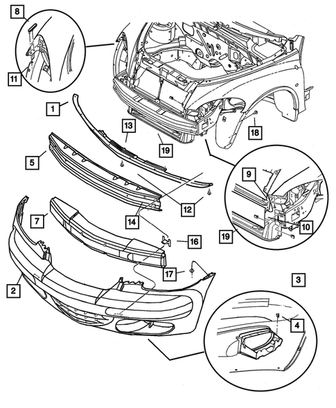 Front Bumper and Fascia for 2001 Chrysler PT Cruiser | Mopar Parts ...