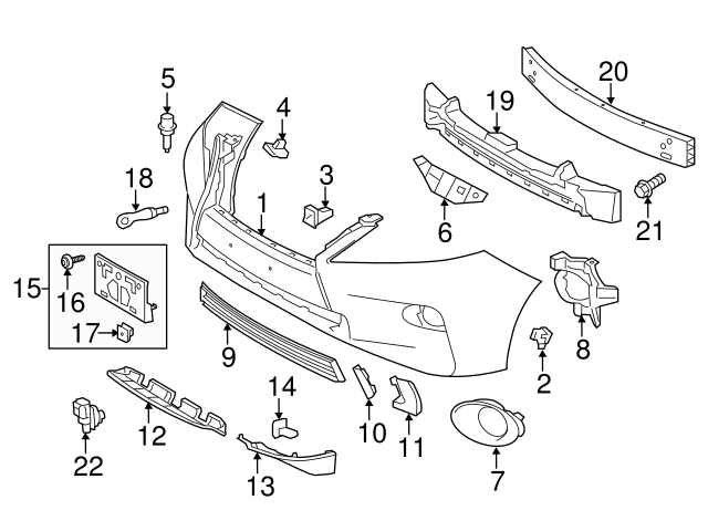 2013-2015 Lexus Bumper Cover Retainer 52521-0E010 | OEM Parts Online