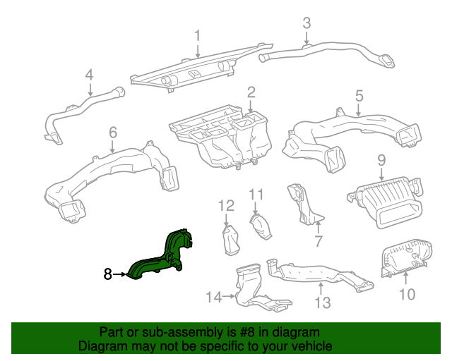 87211-08040 - Heater Duct - 2011-2020 Toyota Sienna | OEM Genuine ...