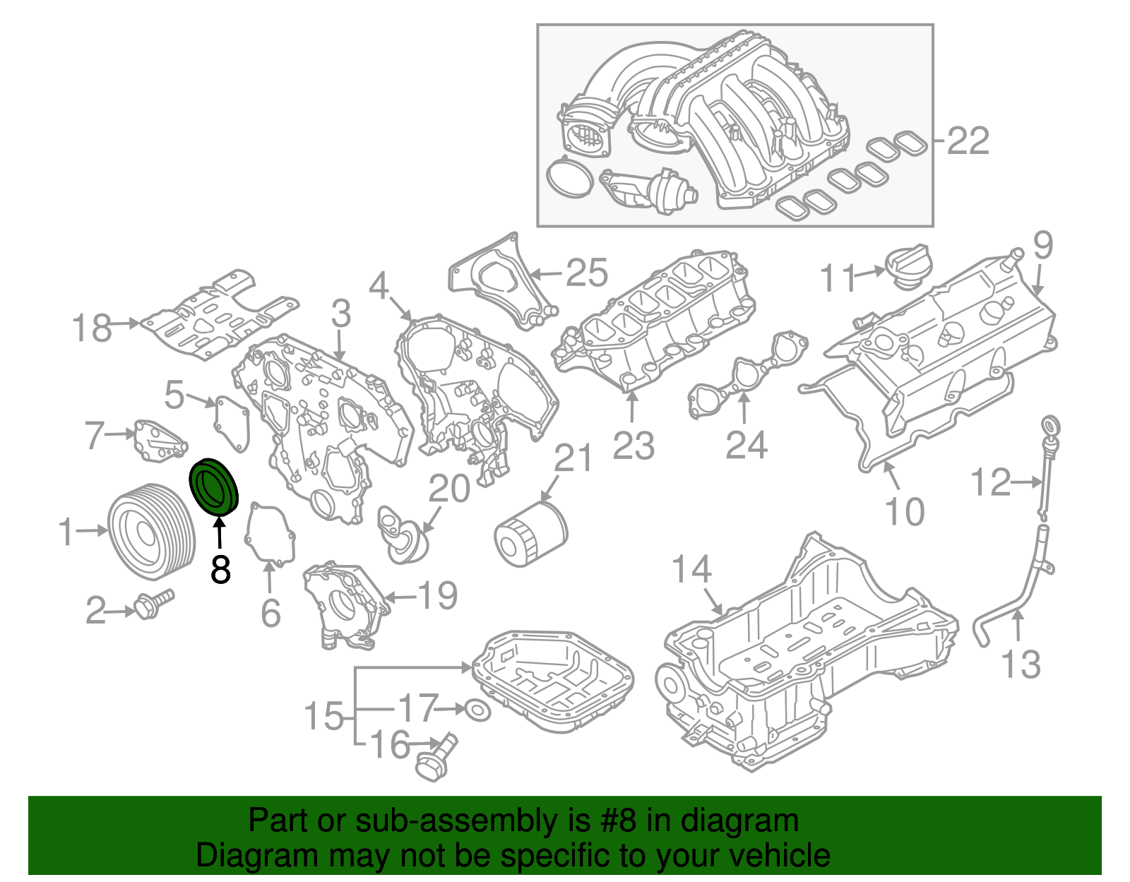 2002-2021 Nissan Engine Crankshaft Seal 13510-7Y000 | Nissan Parts Plus