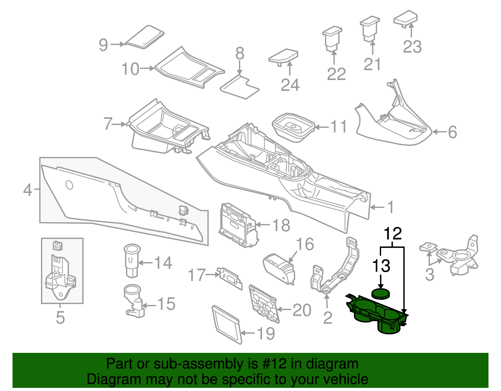 2007-2015 Volkswagen Cup Holder 5K0-862-531-A-95T | Wolfsburg Parts Direct