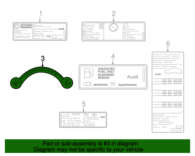2015-2020 Audi Caution Label 3AA-010-006-A | Audi USA Parts
