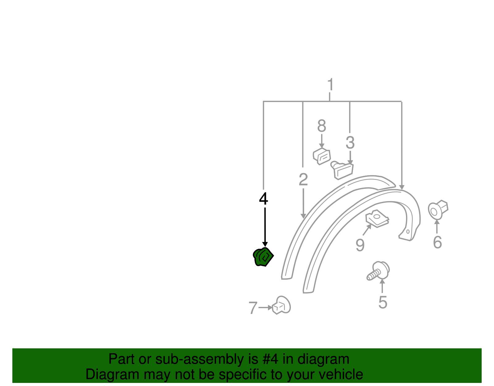 2011-2025 Nissan Wheel Opening Molding Clip 76882-JG10A | GetOEMParts.com