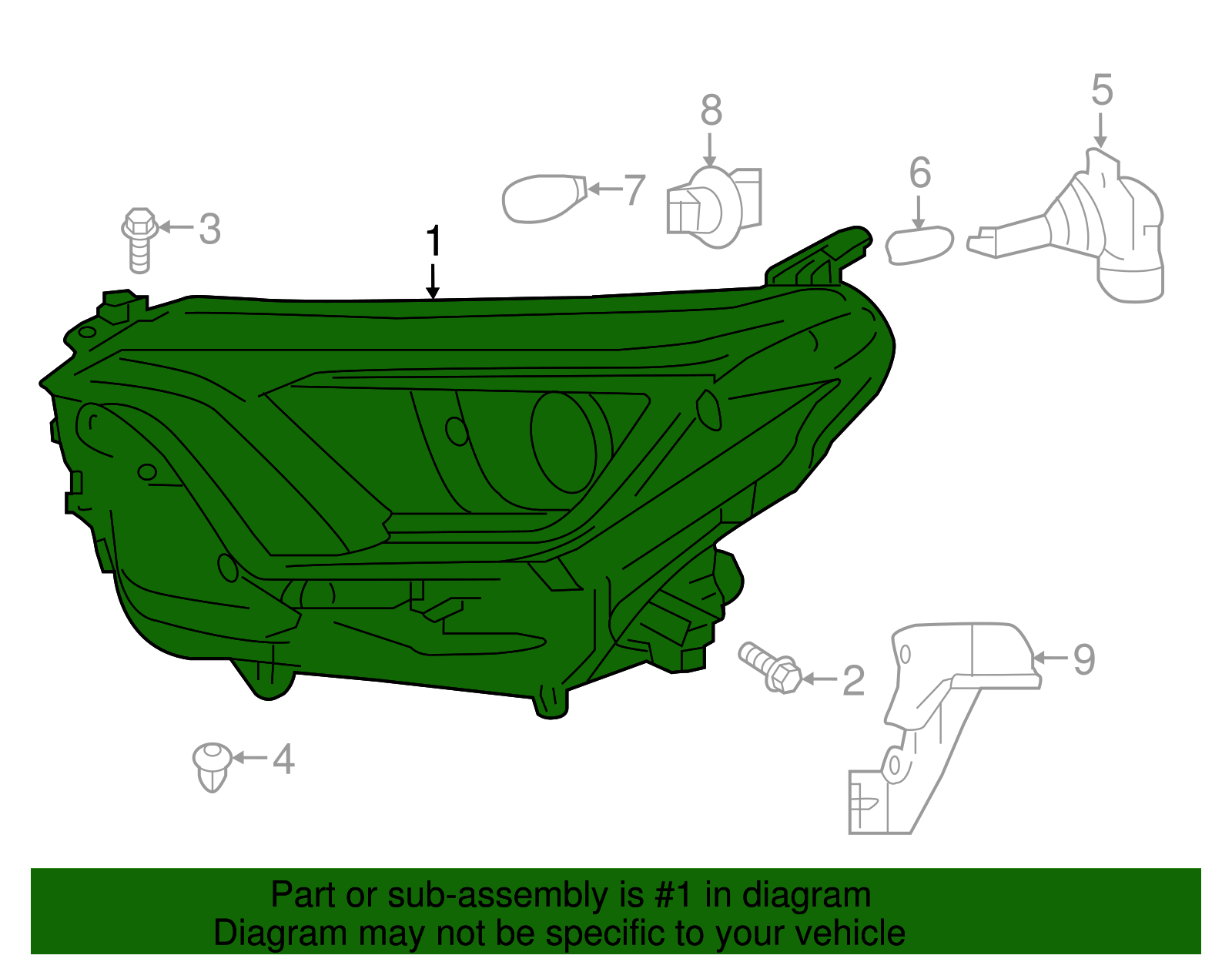 2016-2018 Toyota RAV4 Headlamp Assembly - PASSENGER SIDE 81110-0R080 ...