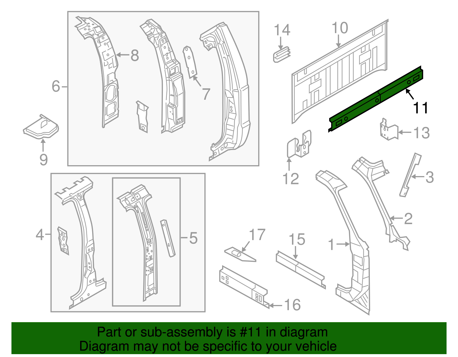 9C3Z-2540492-A - Inner Reinforced 2011-2016 Ford | Big 3 Auto Parts