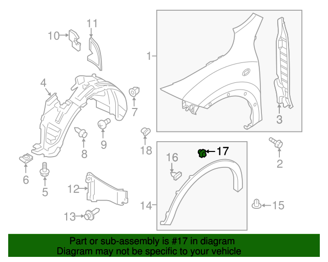 2011-2021 Nissan Wheel Opening Molding Clip 76882-JG00A | TascaParts.com