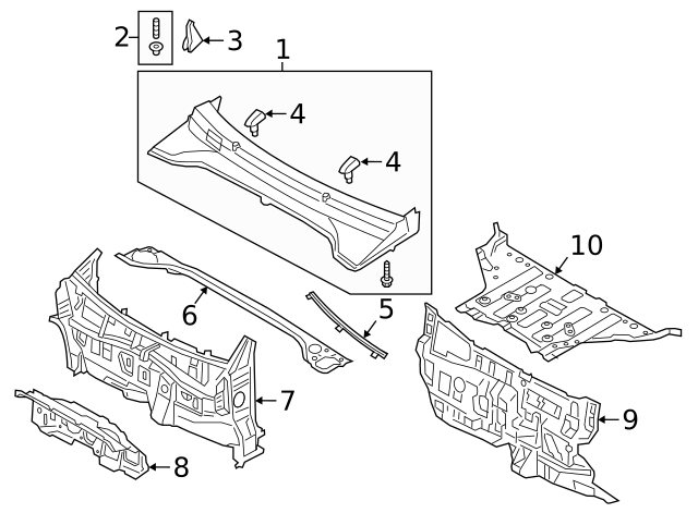 2018-2021 Hyundai Cowl Grille 86150-J9000 | OEM Parts Online