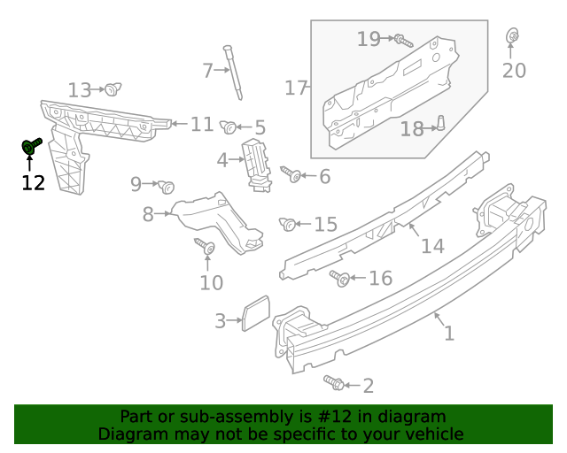 2015-2024 Audi Bumper Cover Mount Bolt WHT-005-271 | Audi USA Parts