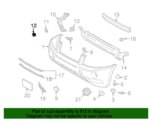 52117-48010 - Bumper Guide (Front, Upper) 2006-2007 Toyota Highlander ...