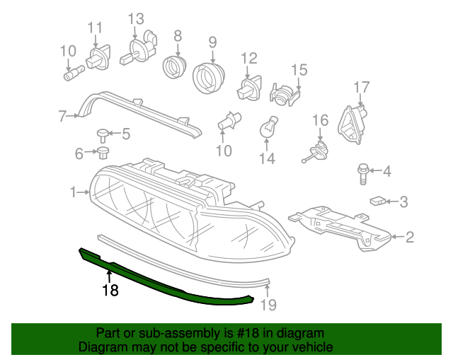 51-13-8-168-809 - Headlight Molding 1997-2003 BMW | AutoNationParts.com