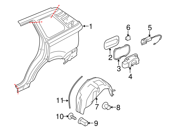 LR014044 - Fuel Filler Housing 2005-2016 Land Rover | AutoNationParts.com