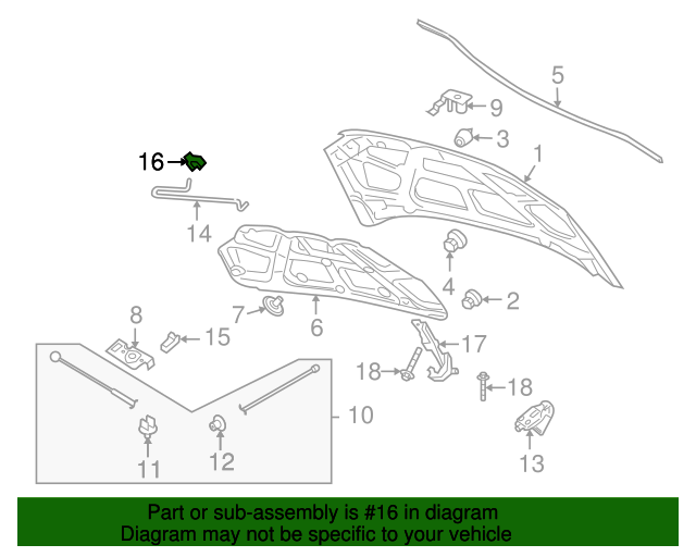 2004-2016 GM Hood Prop Rod Retainer 96540969 GM | GMPartsDirect.com